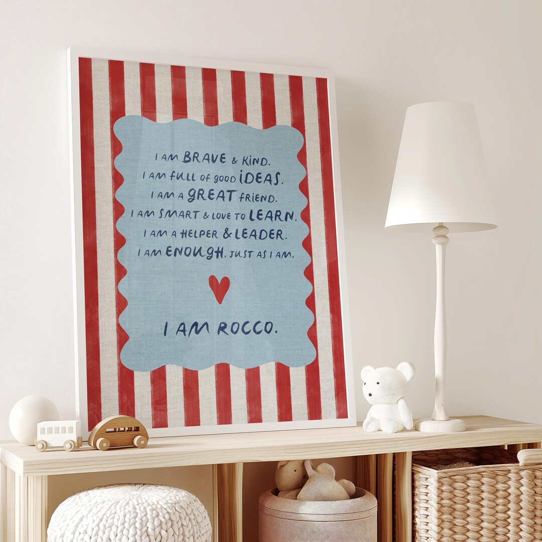 PRINTABLE Affirmations Poster Kids, I Am Kind, Personalised Nursery ...