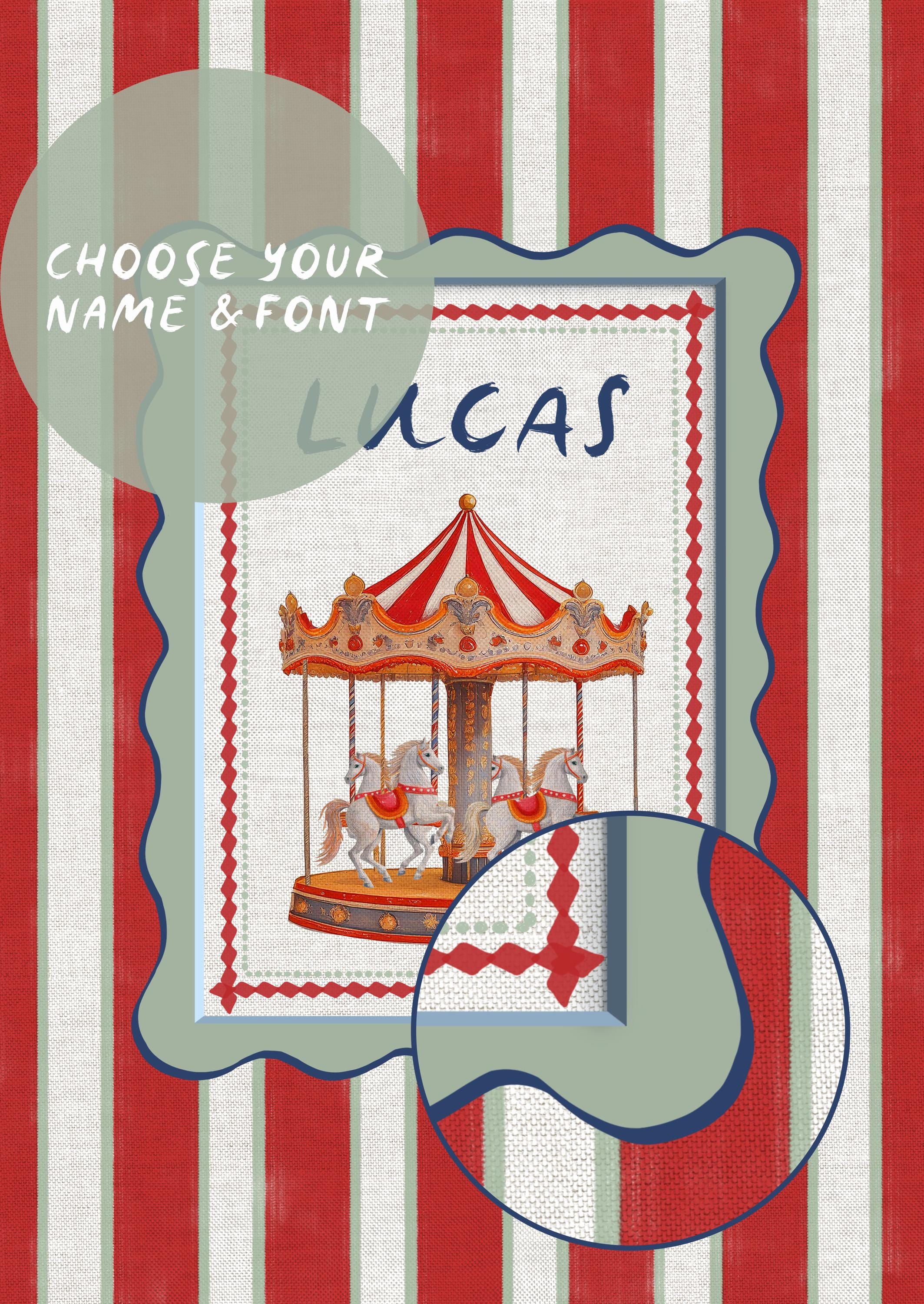 PRINTABLE Custom Name Poster, Personalised Carousel Nursery Print ...