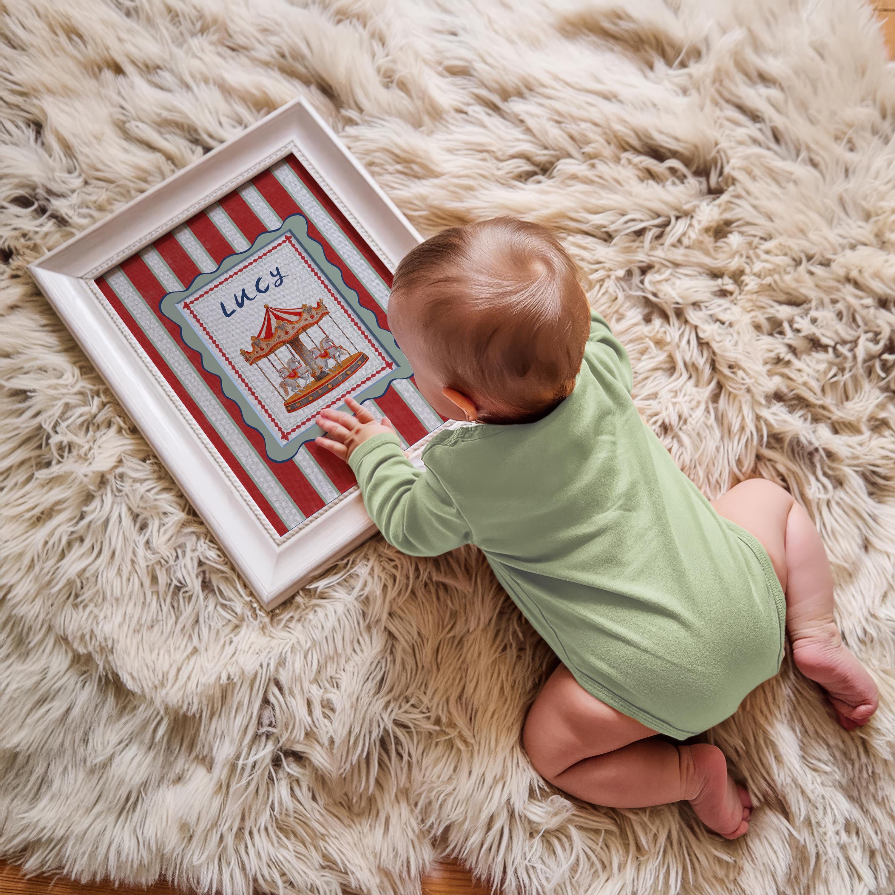 PRINTABLE Custom Name Poster, Personalised Carousel Nursery Print ...