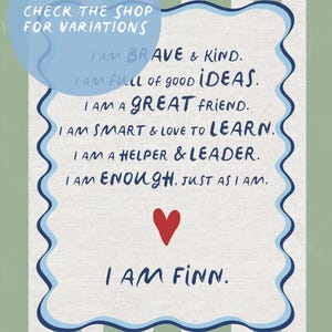 Custom Affirmations Poster, Personalised Nursery Print, Baby Room Decor ...