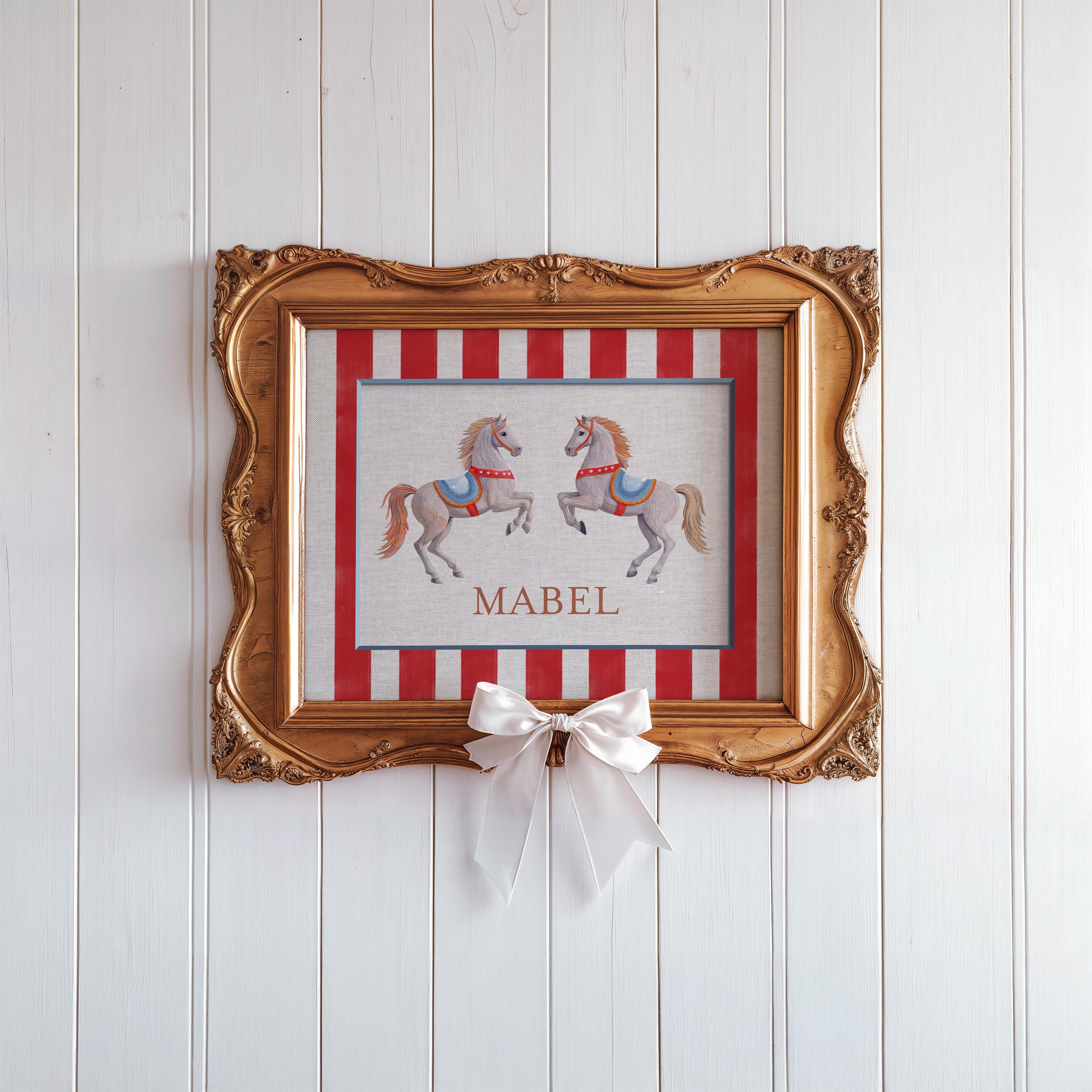 Carousel Horse Nursery Art - Custom Baby Name, Horse Oil Painting ...
