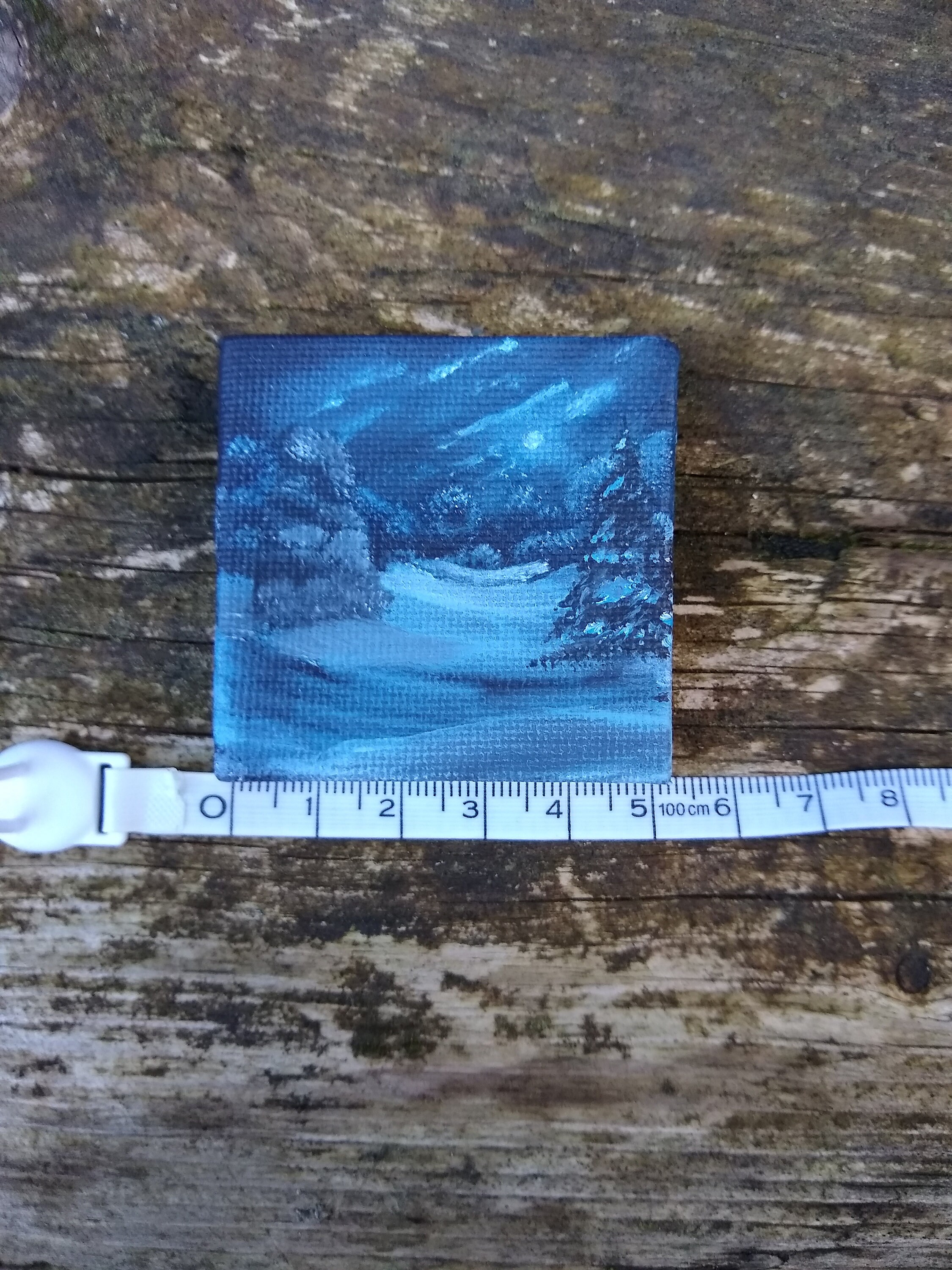 Original Painting, Miniature Landscape Moonlit Snowy Scene - Etsy