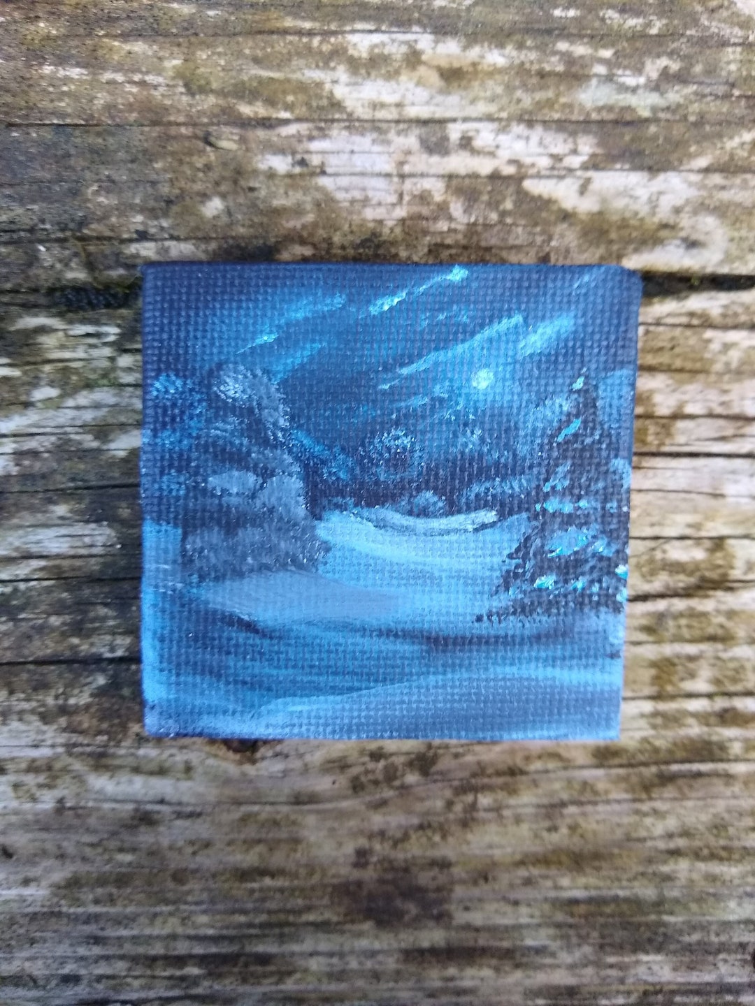 Original Painting, Miniature Landscape Moonlit Snowy Scene - Etsy
