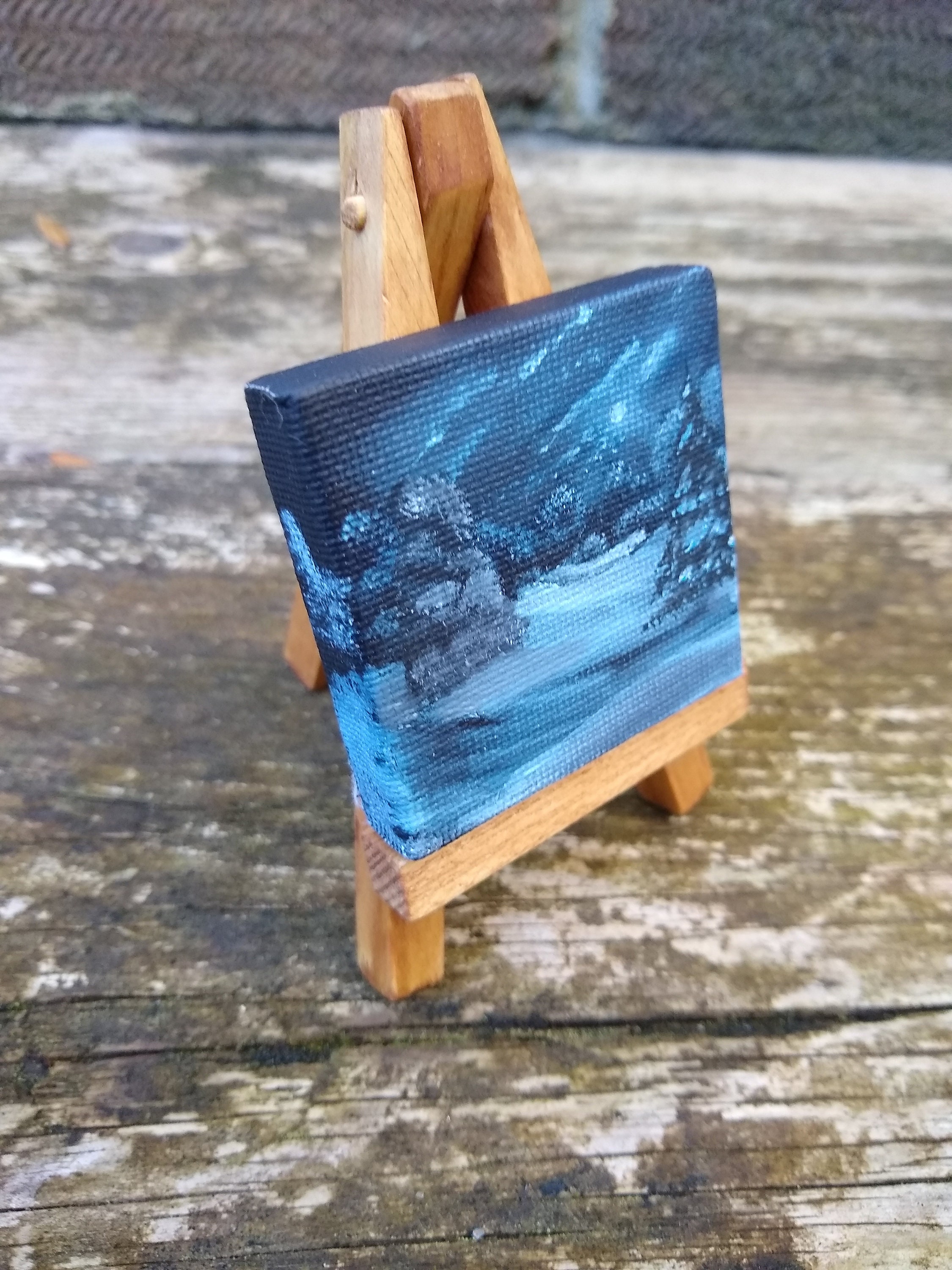Original Painting, Miniature Landscape Moonlit Snowy Scene - Etsy