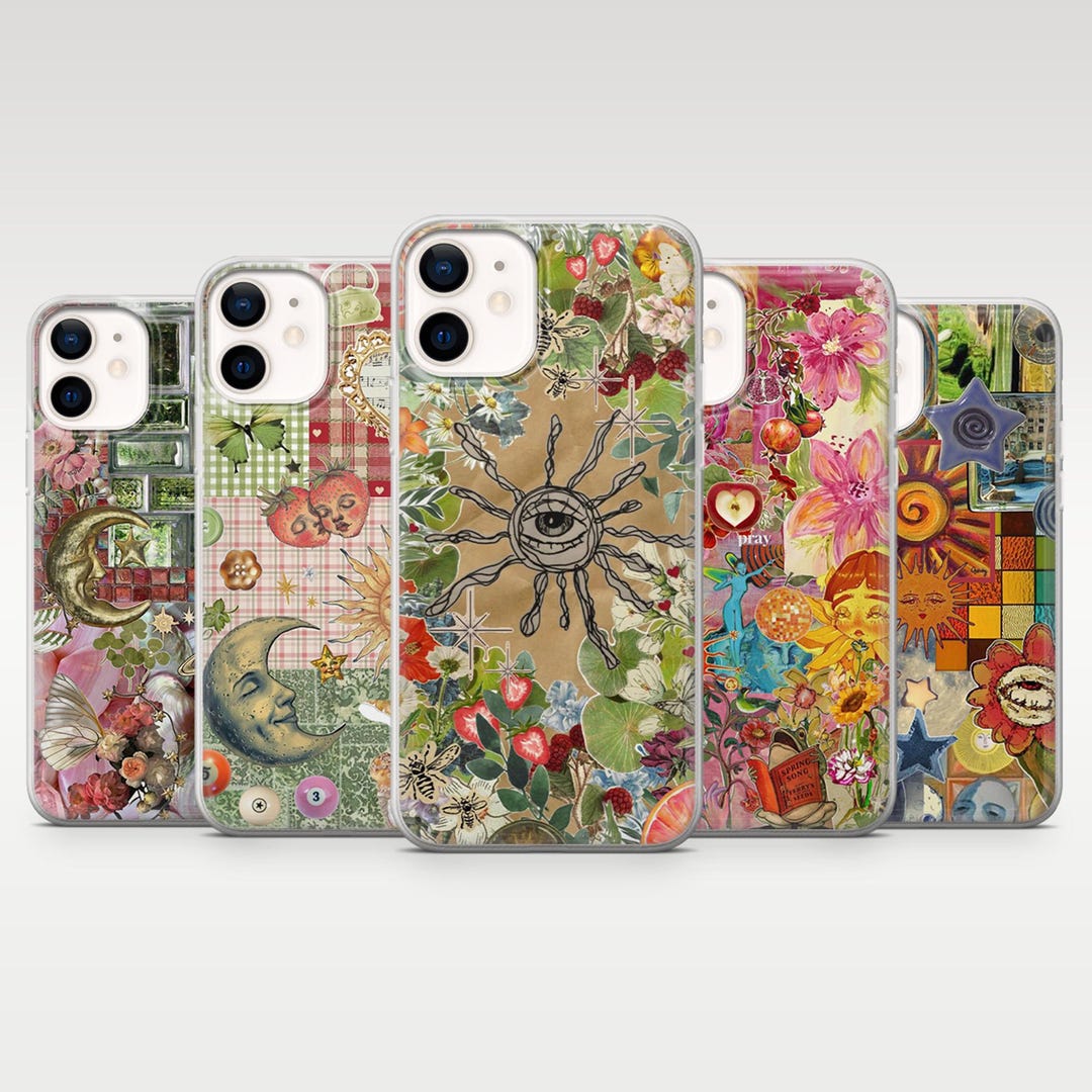 Retro Whimsy Phone Case Artistic Collage Funky for iPhone 17pro 16 15 ...