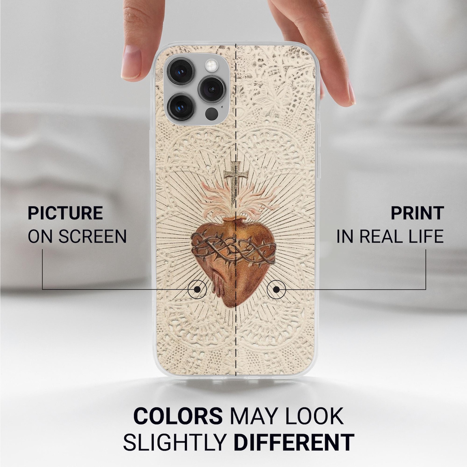 Sacred Heart Phone Case Holy Cross Devotion for iPhone 17pro, 16 15, 14 ...