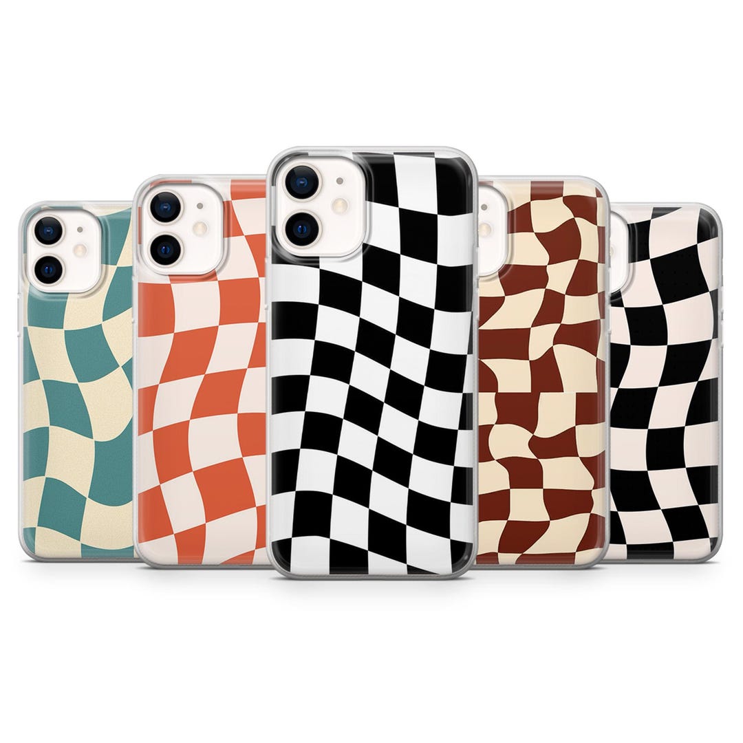 Checkered Case Preppy Art for iPhone 17pro, 16, 15, 14, 13, 12, Samsung ...