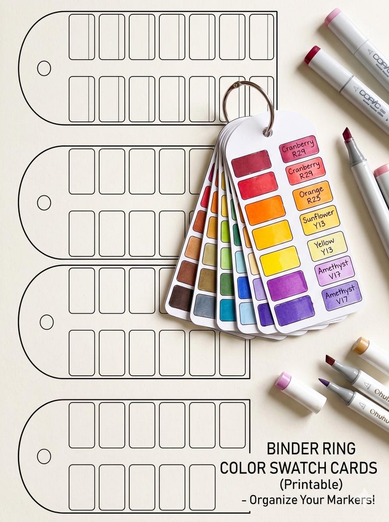 Marker Swatch Cards | DIY Color Chart Template (printable) - Etsy Australia