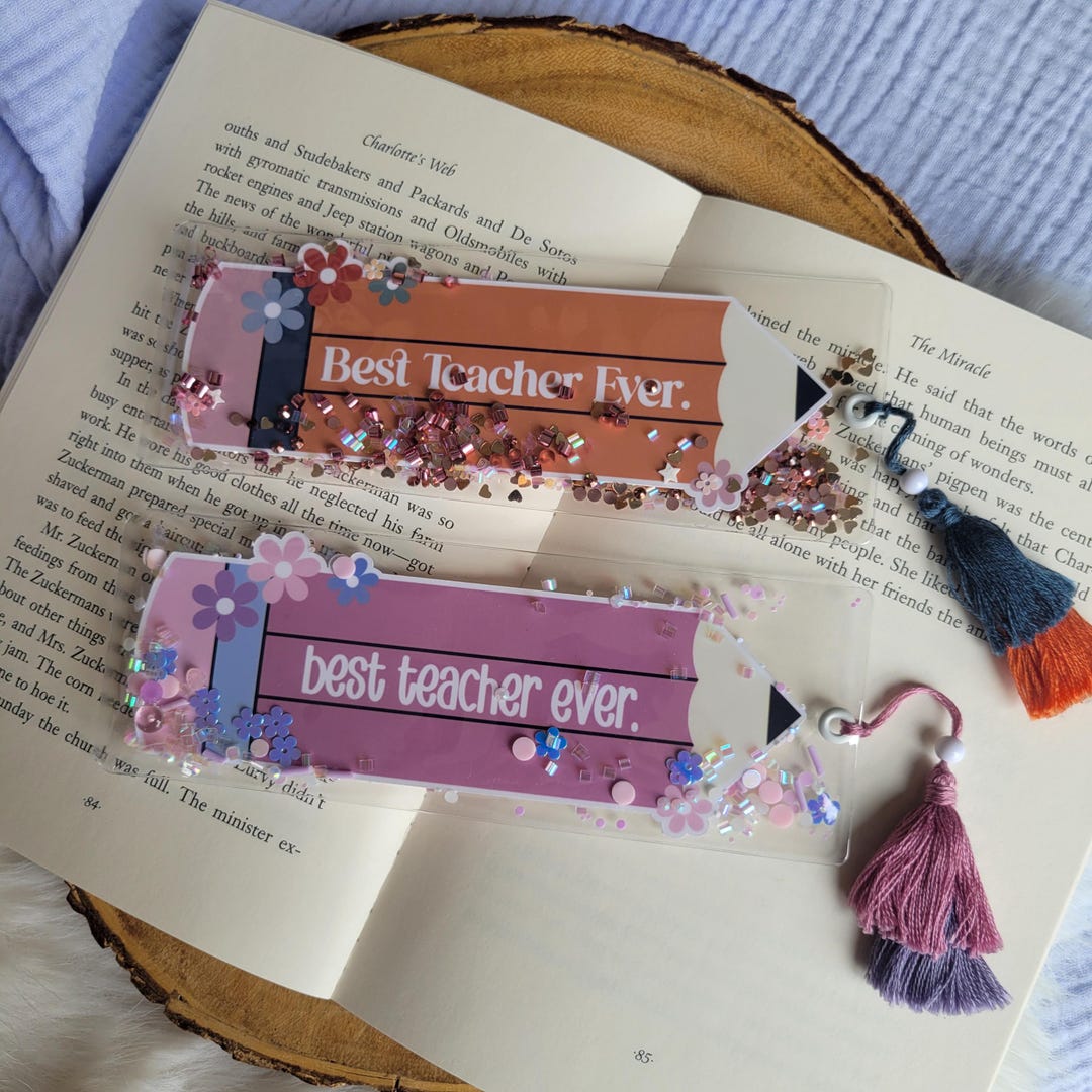 Teacher Confetti Glitter Shaker Bookmark, Fun & Unique Gift for Teacher ...