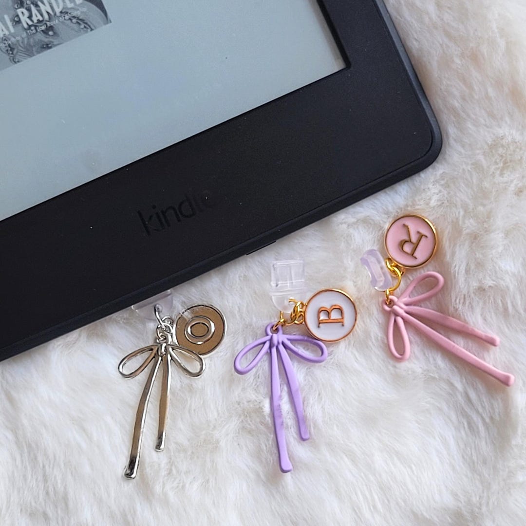 Personalized Kindle Charm for E-reader, Coquette Bow With Name Initials ...
