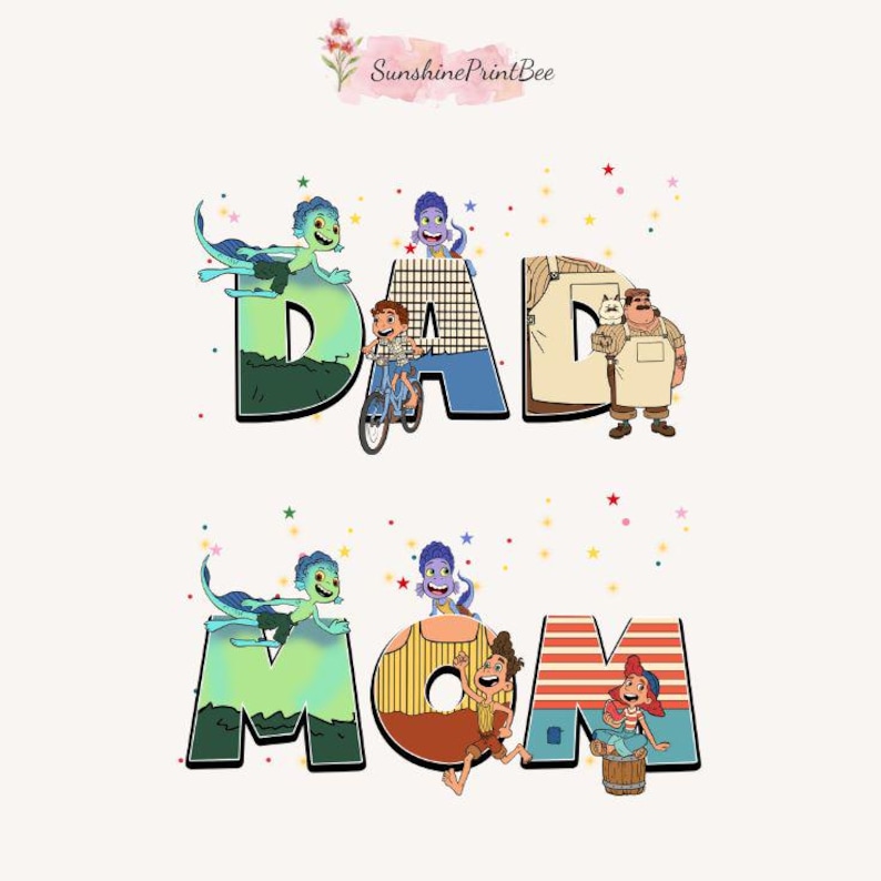 Dad Mom Luca Movie PNG Clipart, Cute Sea Monster & Friends Cricut Files ...