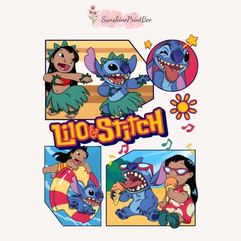 Retro Cute Lilo & Stitch PNG, Fun Hawaiian Characters, Stitch PNG ...