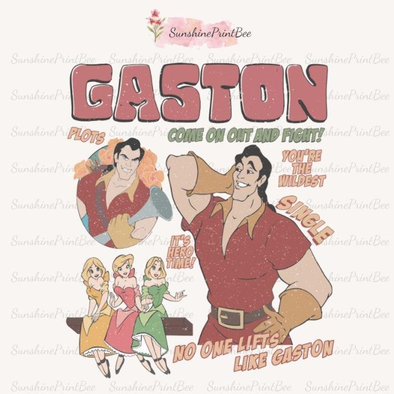Vintage Gaston Png, Beauty and the Beast, No One Lifts Like Gaston ...