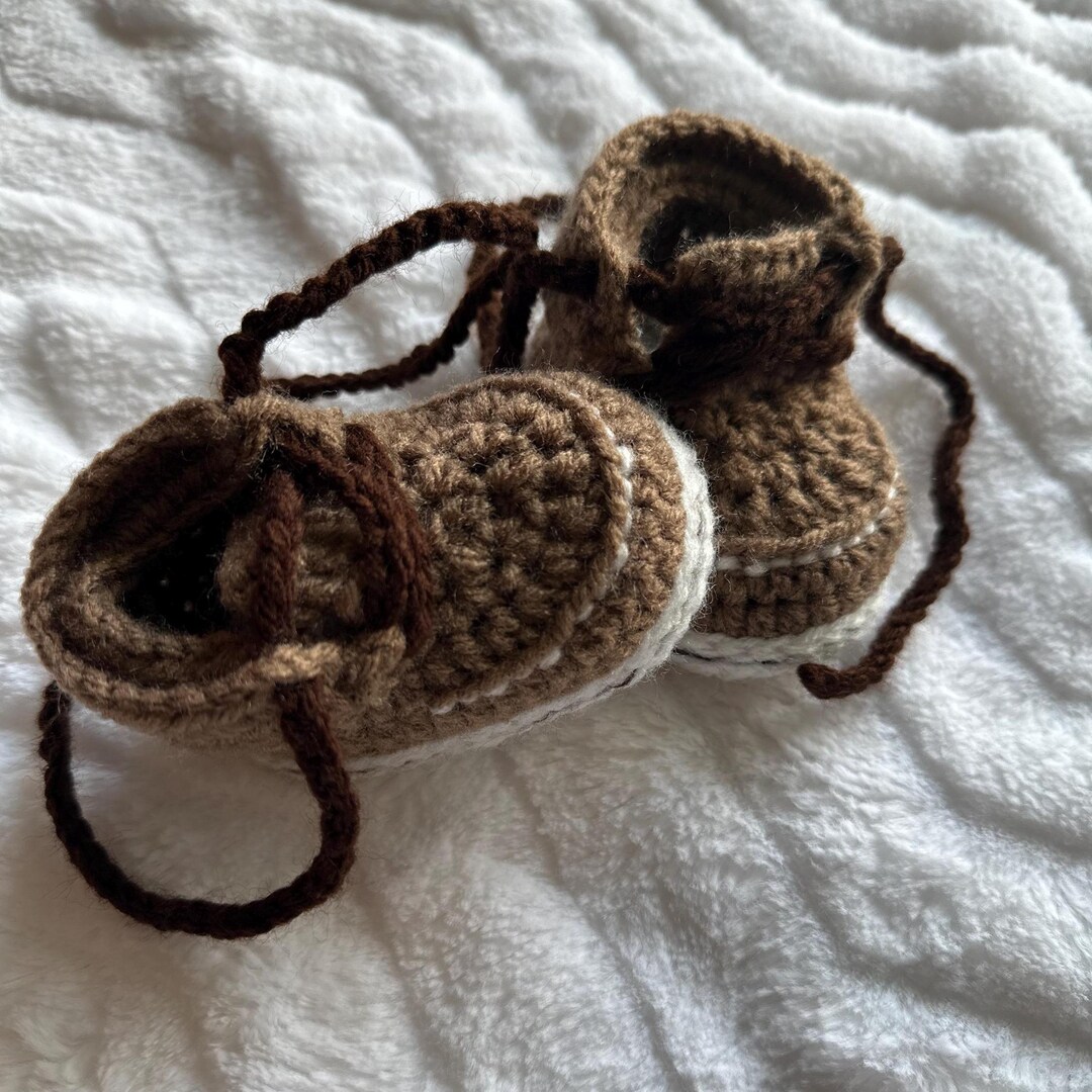 Handmade Crochet Baby Hiking Booties – Brown Gender Neutral Outdoor ...