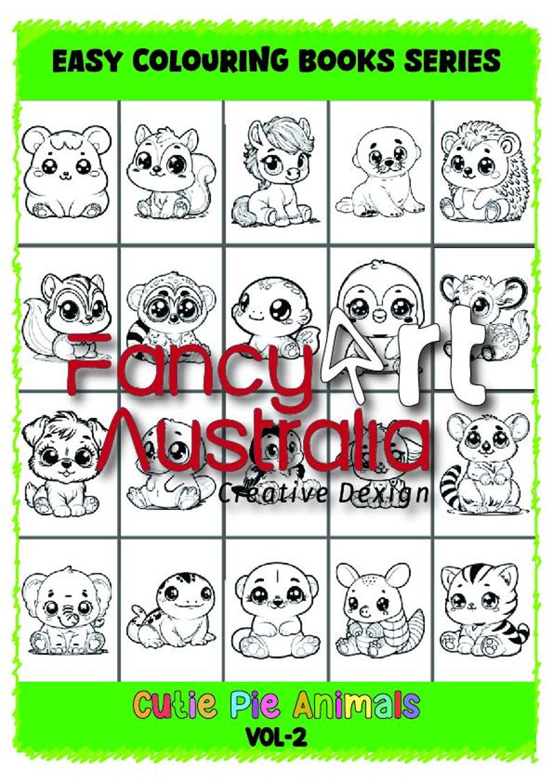 Easy Colouring Books Series - Cutie Pie Animals - VOL 2 (20 Pages) - Etsy