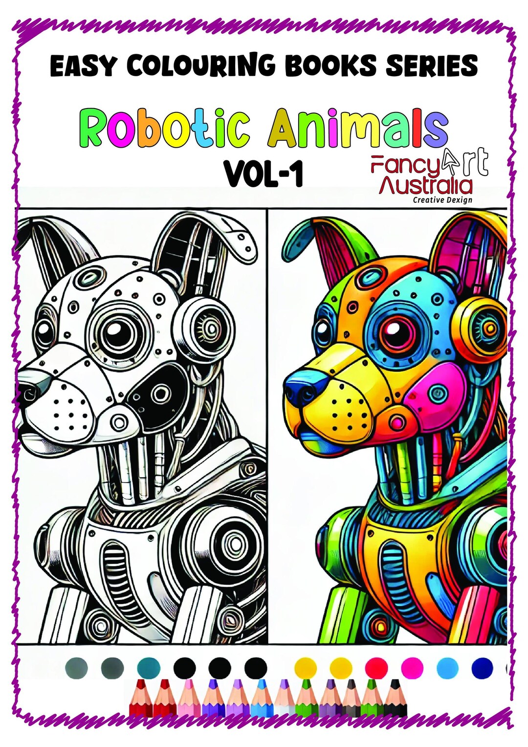 Easy Colouring Books Series - Robotic Animals - VOL 1 (20 Pages) - Etsy