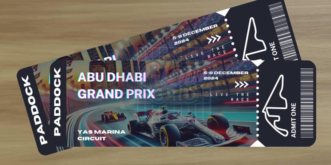 Formula 1 Ticket F1 Abu Dhabi Grand Prix Ticket Printable Yas Marina ...