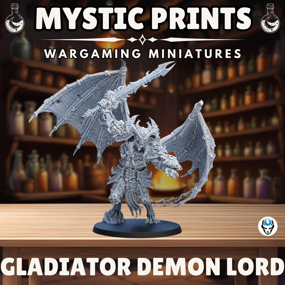 Gladiator Demon Lord - 3D Printed Resin Mini - Base Included Sized ...