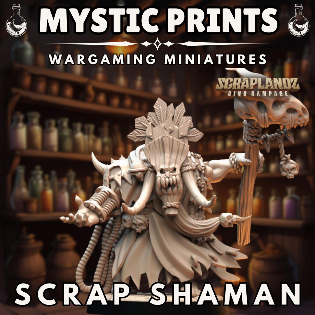 Scrap Shaman - 3D Printed Resin Mini - Base Included Sized Appropriate ...