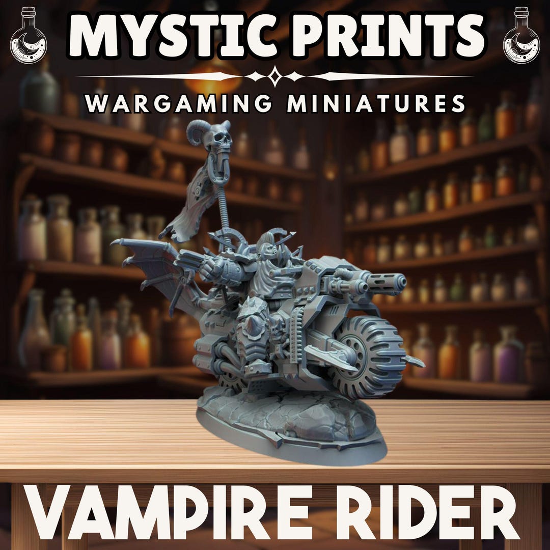 Vampire Rider - 3D Printed Resin Mini - Base Included Sized Appropriate ...