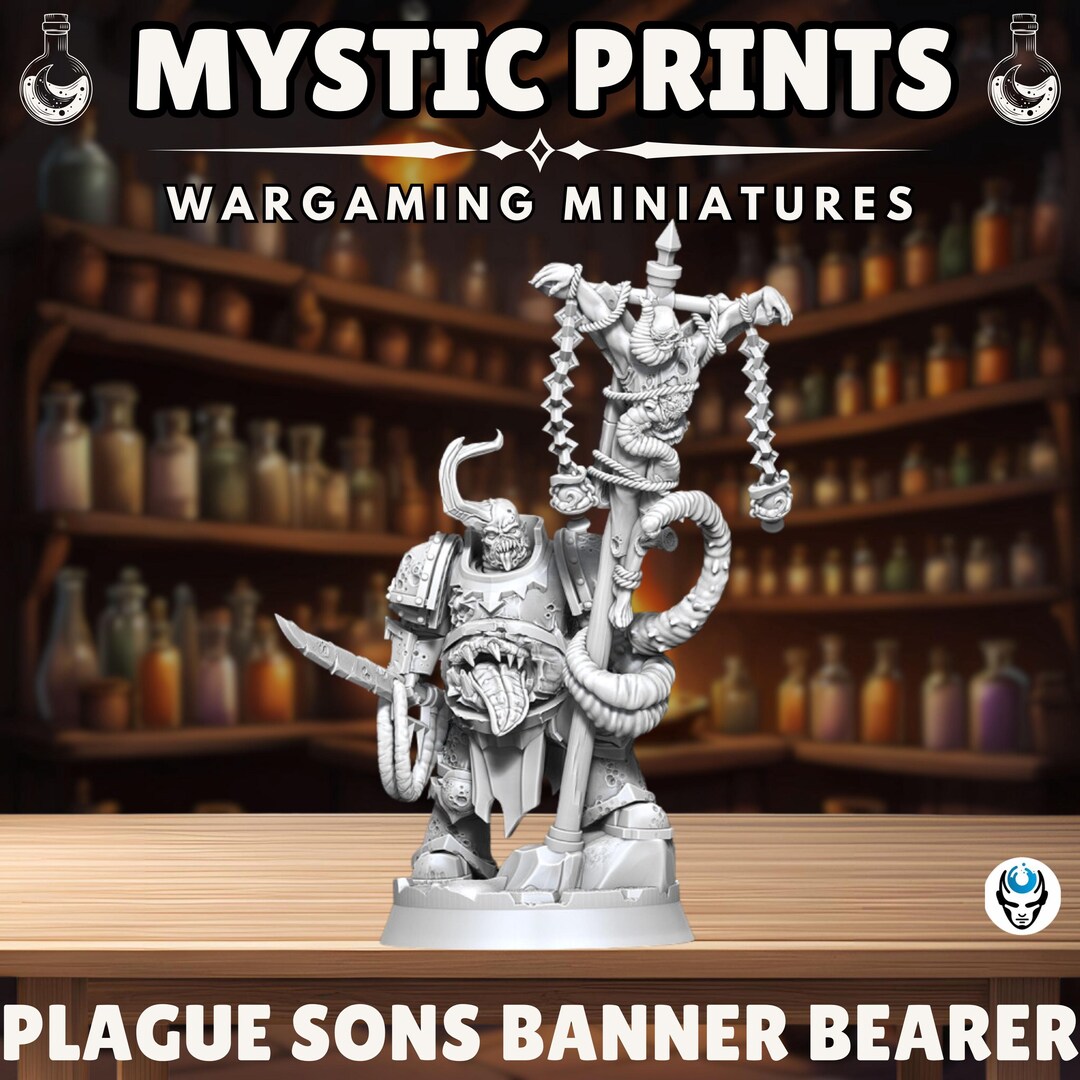 Plague Sons Banner Bearer - 3D Printed Resin Mini - Base Included Sized ...