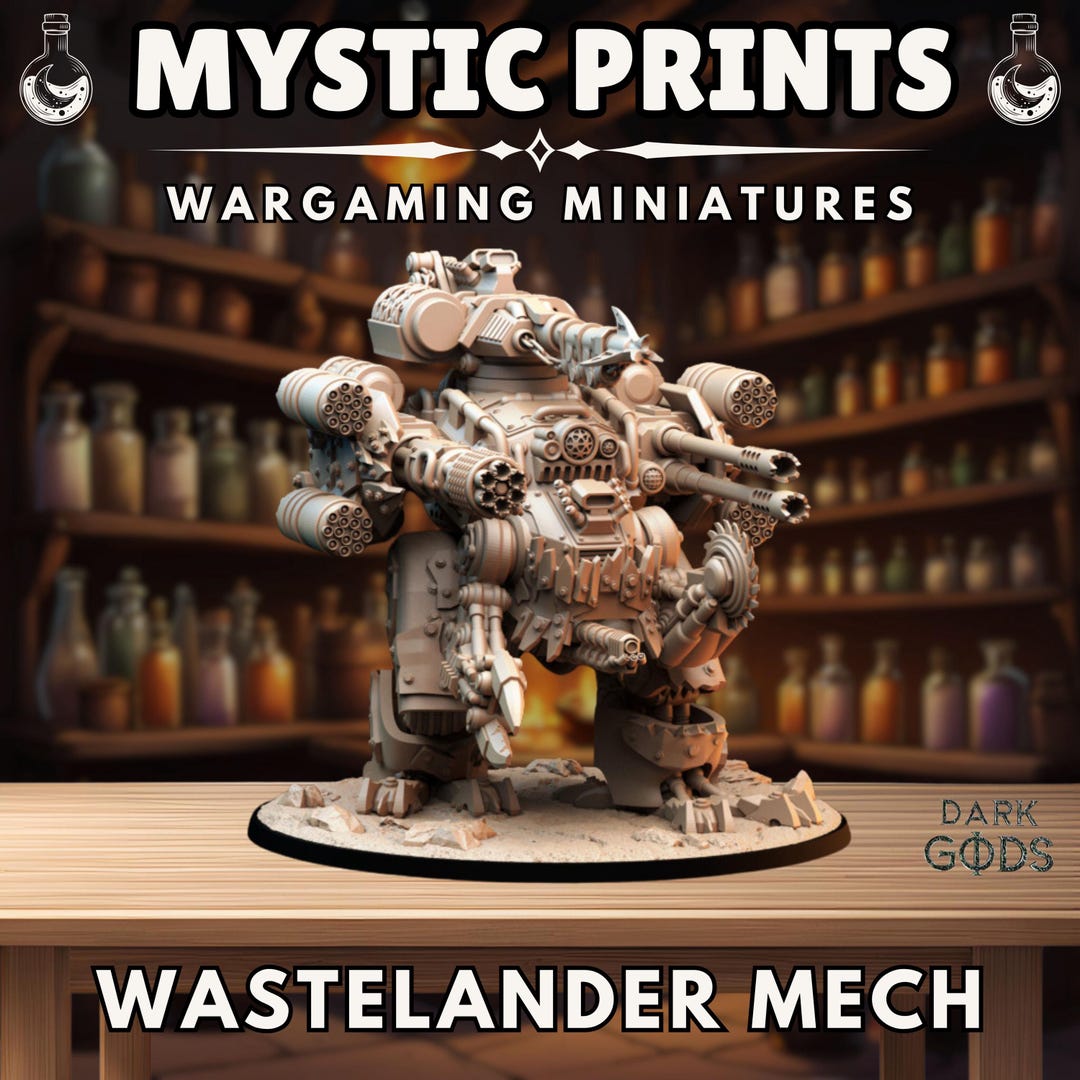 Wastelander Mech - 3D Printed Resin Mini - Base Included Sized ...
