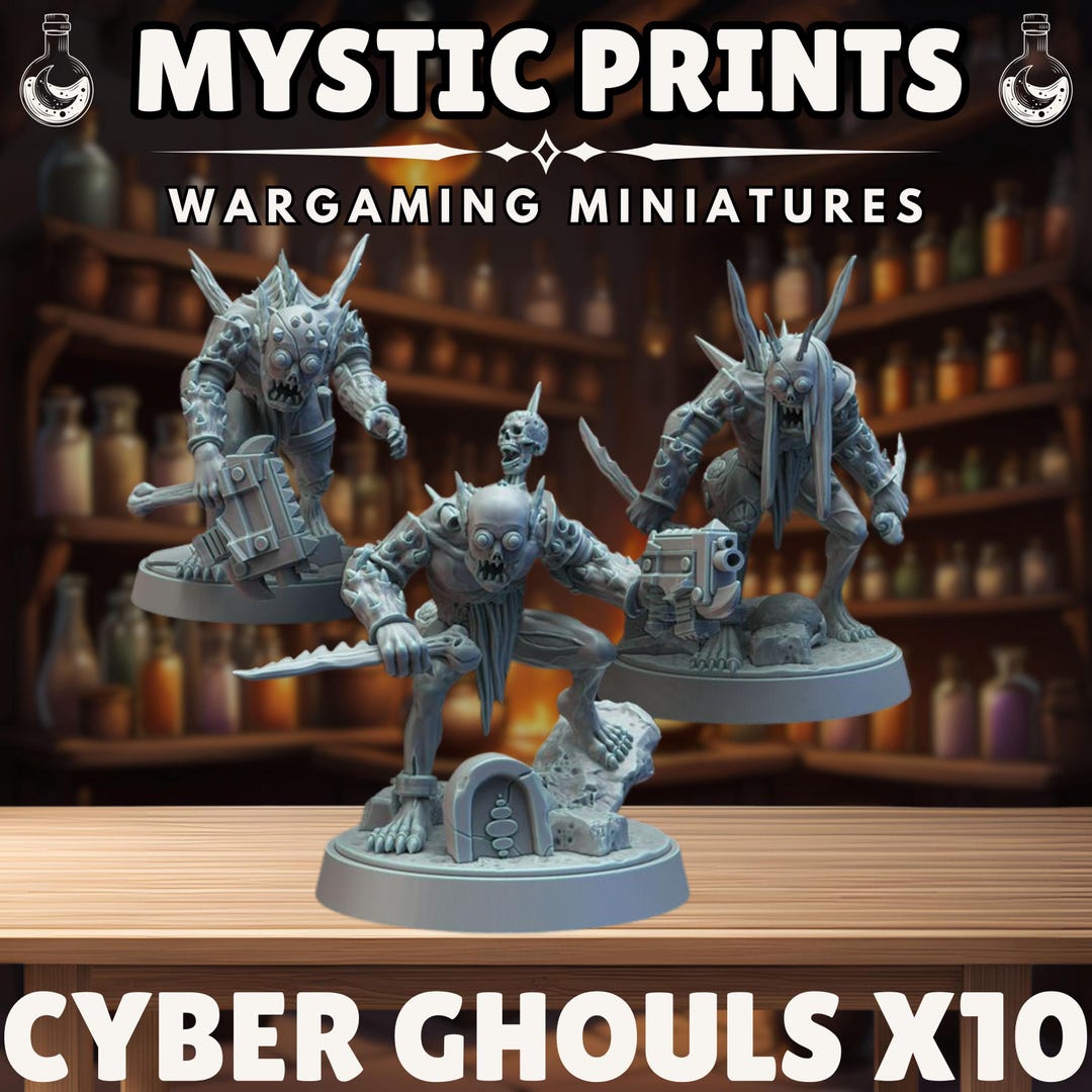 Cyber Ghouls X10 - 3D Printed Resin Mini - Base Included Sized ...