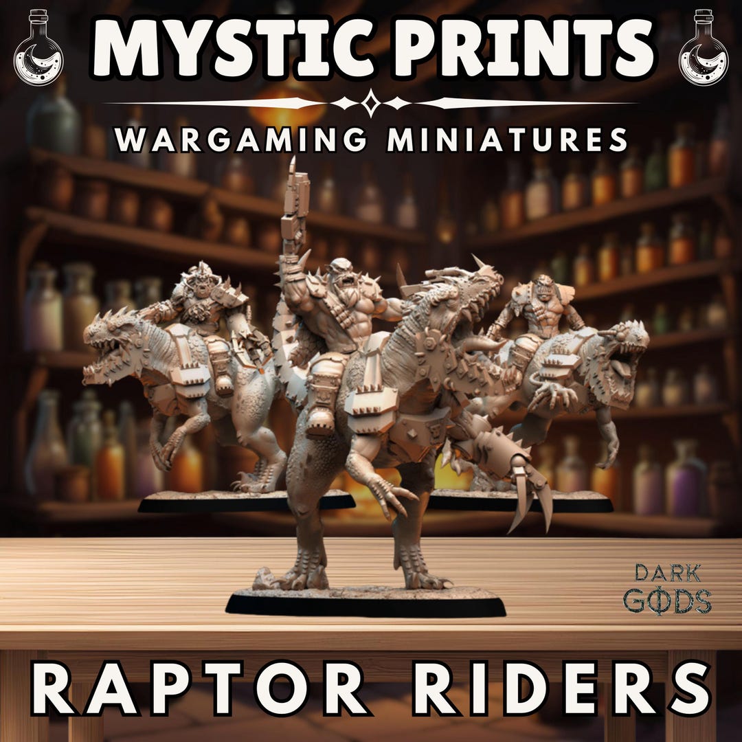 Raptor Riders X3 - 3D Printed Resin Mini - Base Included Sized ...