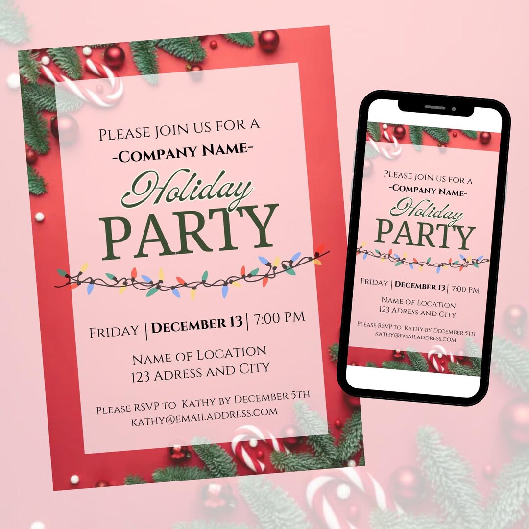 Editable Digital Company Holiday Party Invitation Annual Corporate ...