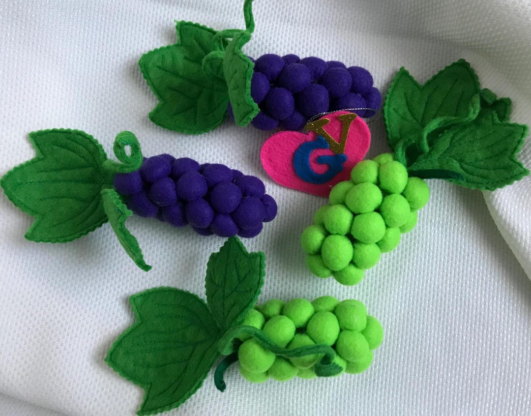 Grapes Made of Felt. Blue Green Grapes. Food Made of Handmade Felt. an ...