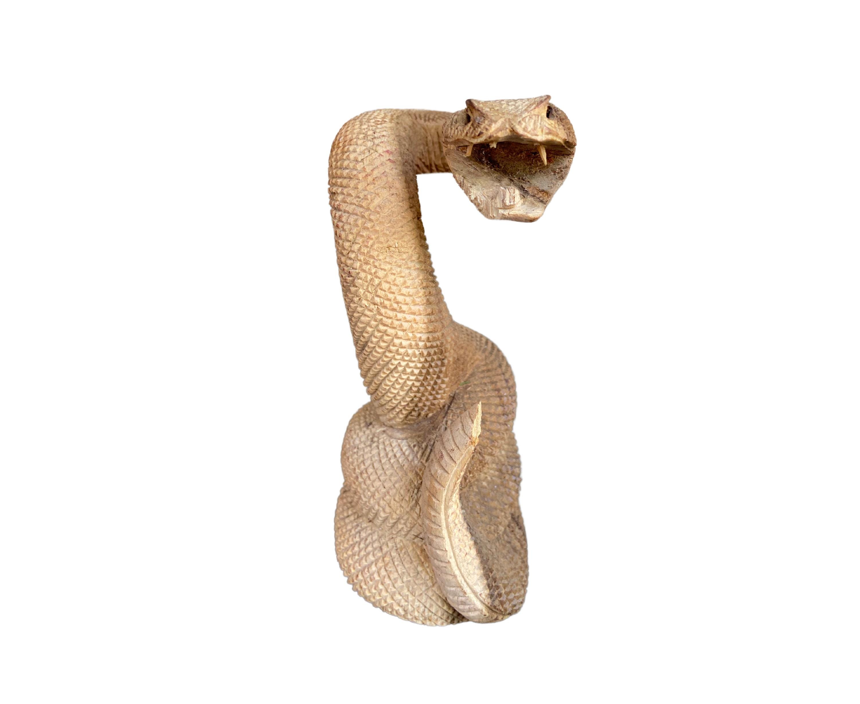 Wooden Snake Statue, Rattle Snake Carving, Animal Wood, Reptile ...