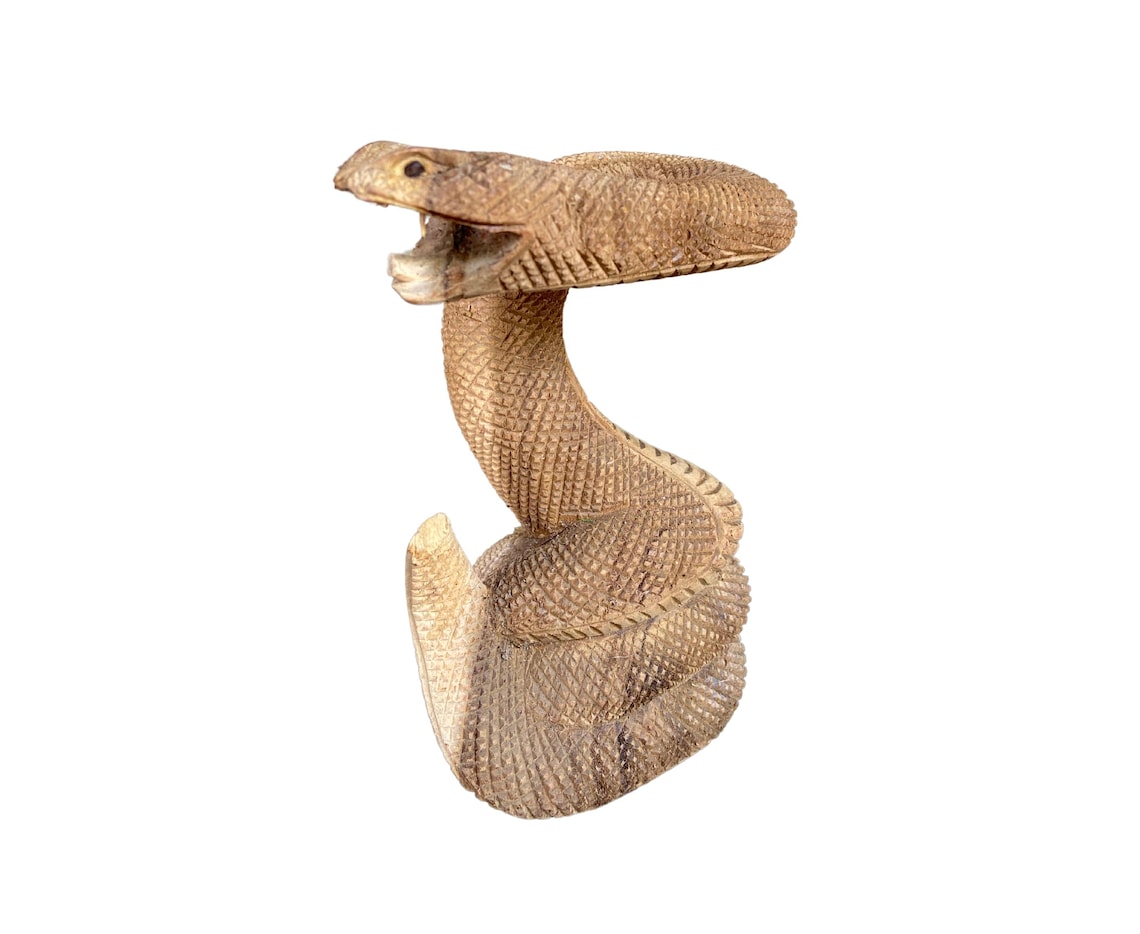 Wooden Snake Statue, Rattle Snake Carving, Animal Wood, Reptile ...