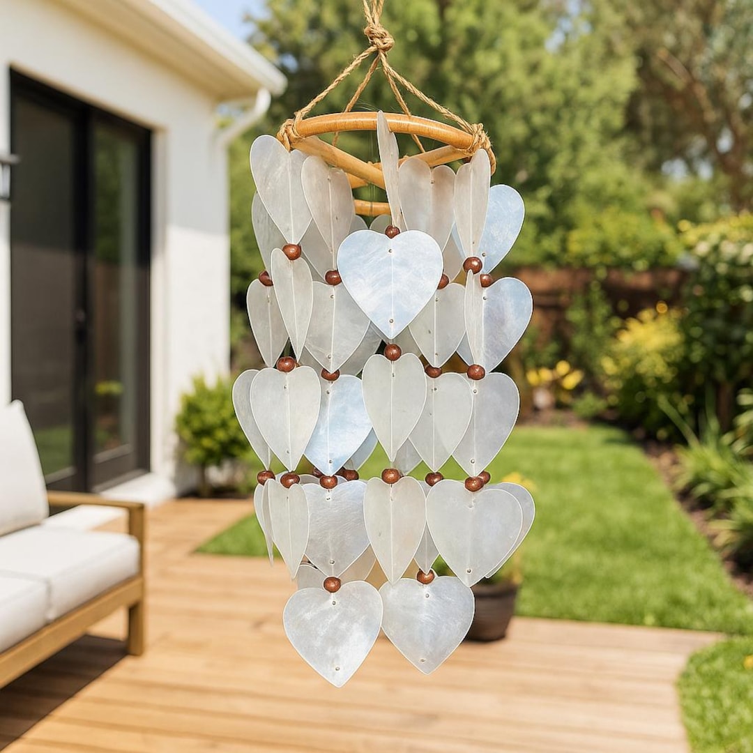 Capiz Shell Wind Chime Love, Hanging Decoration, Garden Decoration ...