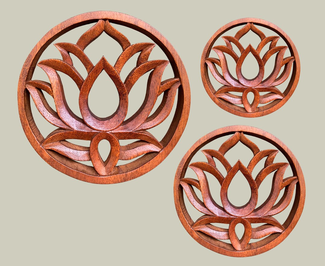 Lotus Flower Wall Decor, Wooden Lotus Flower, Wall Hanging, Wood ...