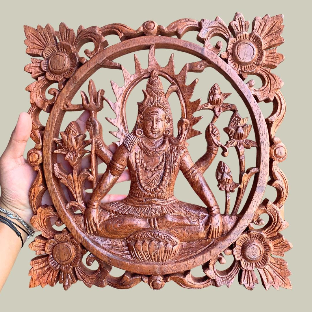 Shiva Wall Decor, Wood Carving, Wall Hanging, Shiva Decor, Lord ...