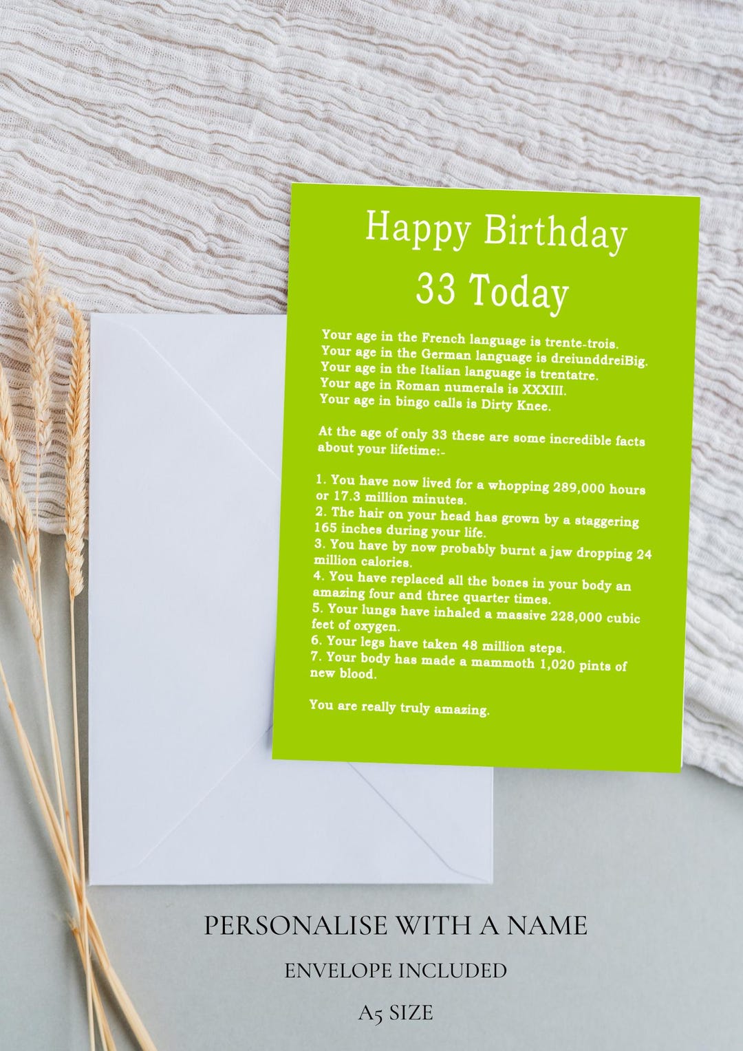 Age 33 Birthday Card - Etsy
