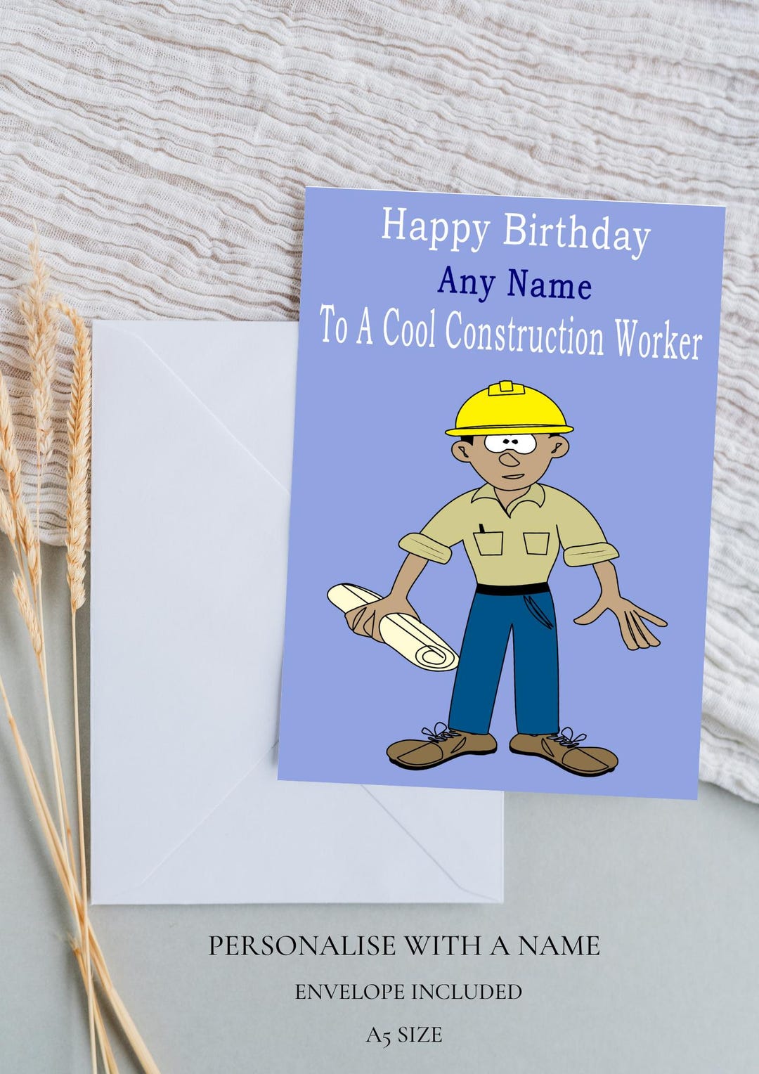 Construction Worker Birthday Card - Etsy
