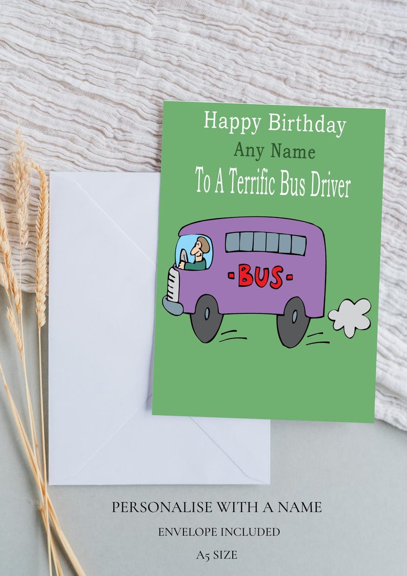 Bus Driver Birthday Card - Etsy