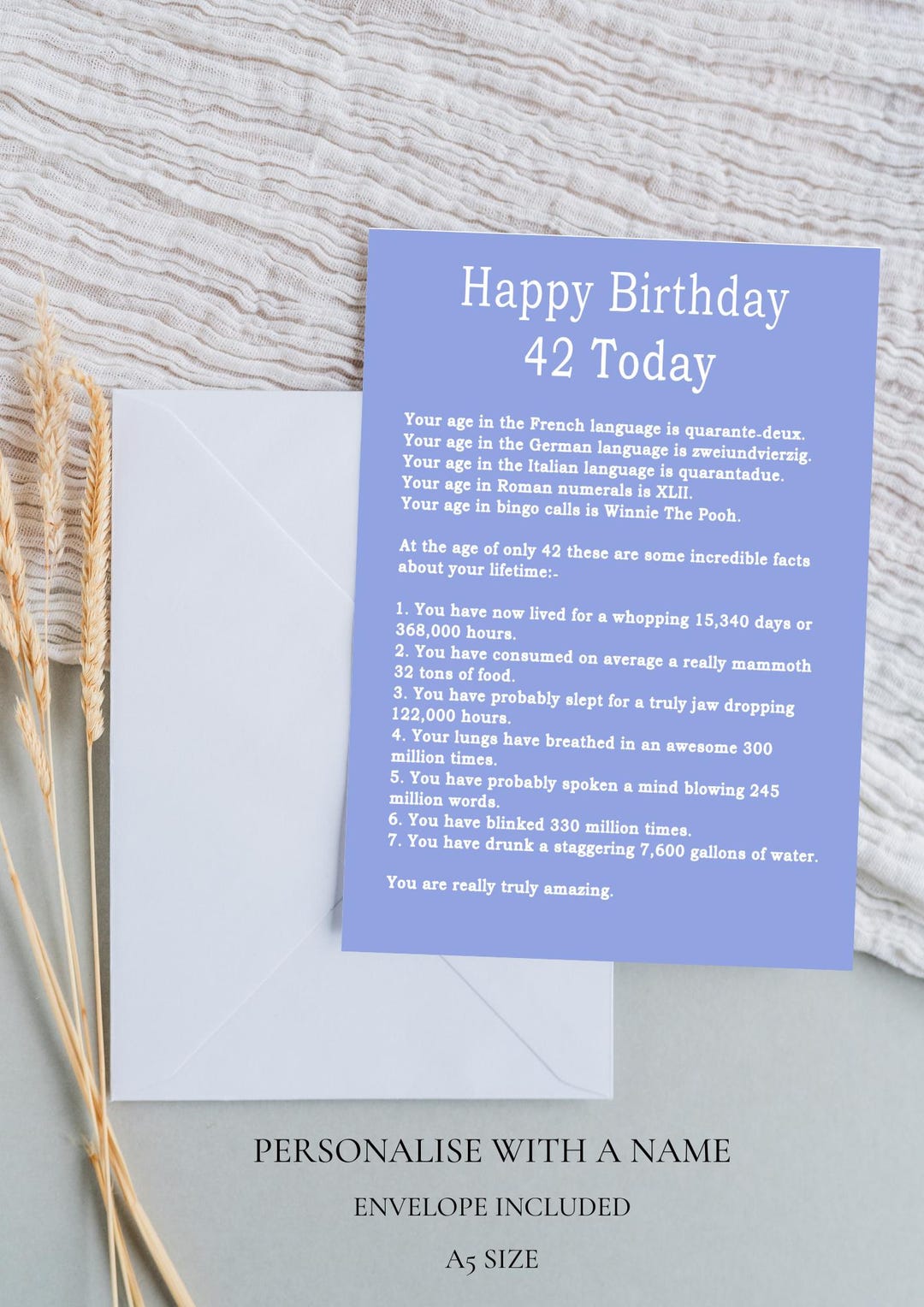 Age 42 Birthday Card - Etsy