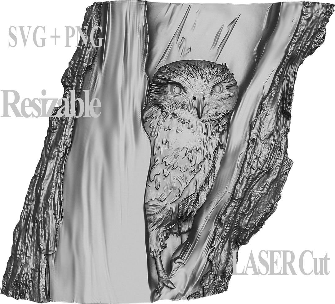 Laser Ready Png Svg Gcode Files Owl Glowforge Engraver Cut Digital ...
