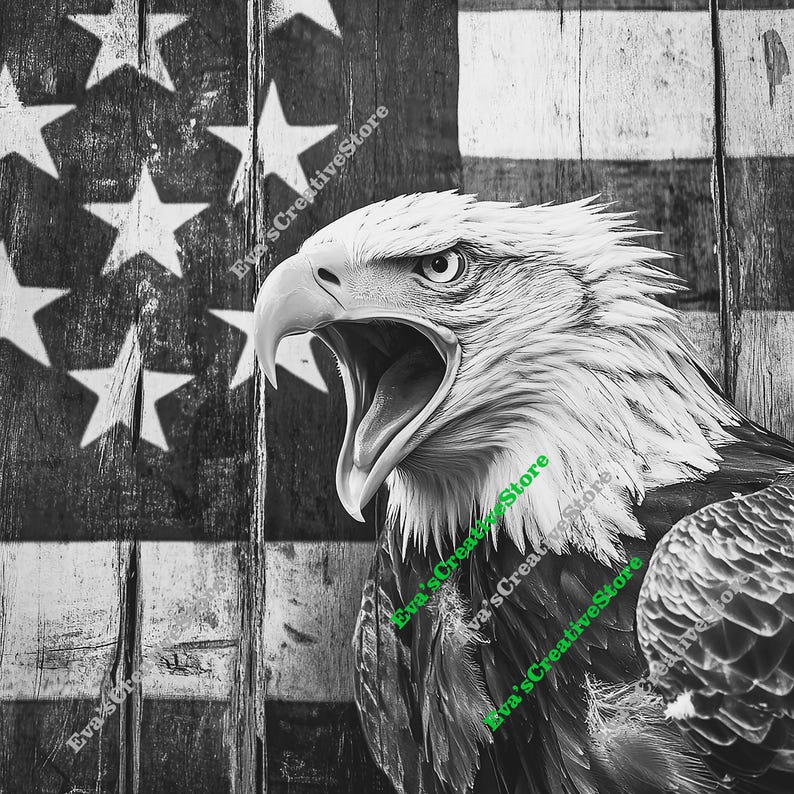 Eagle Patriotic Flag Laser Ready Png JPEG Bmp Files Glowforge Engraver ...