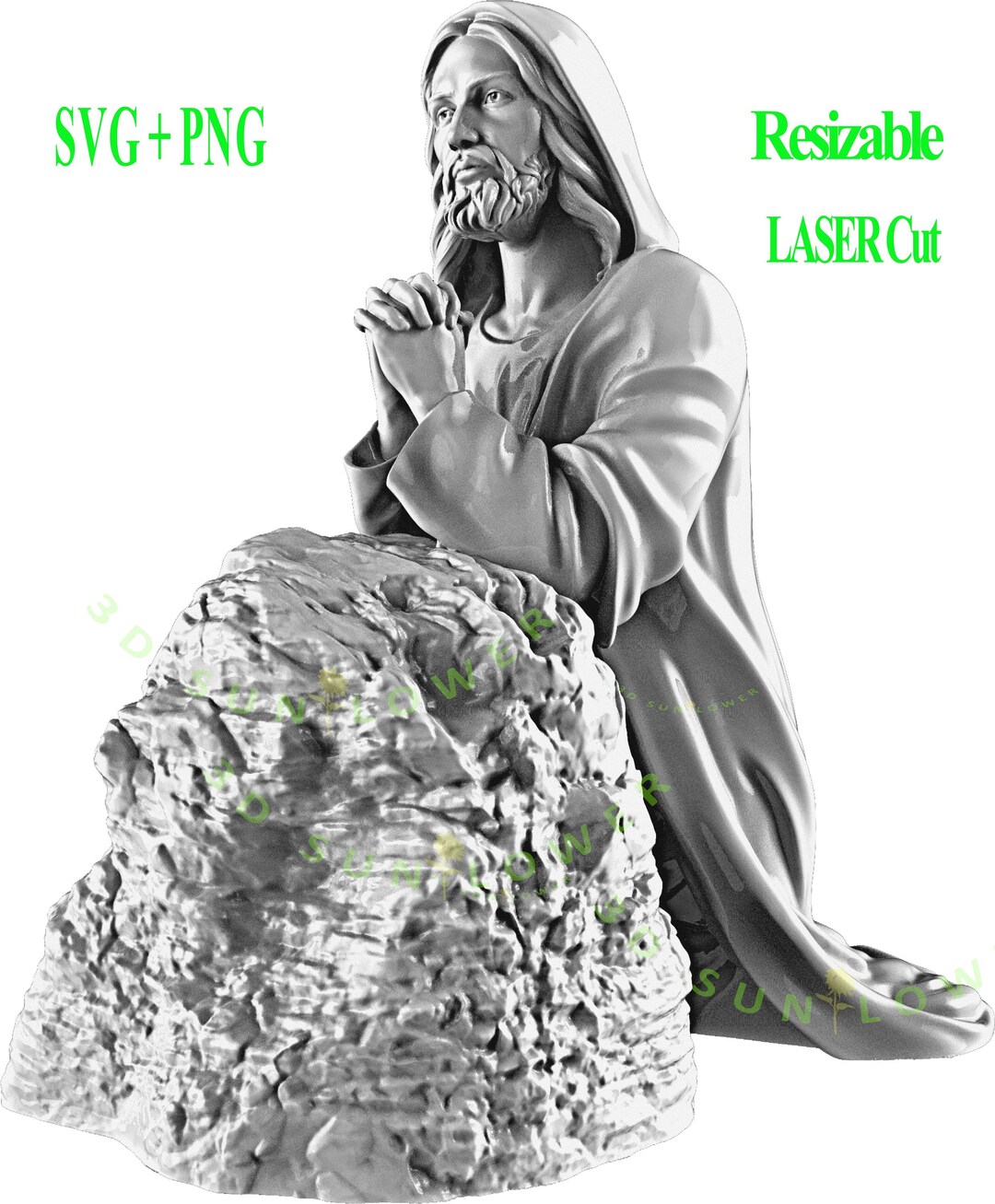 Jesus Prays God Laser Ready Png Svg Files for Glowforge Engraver Cut ...