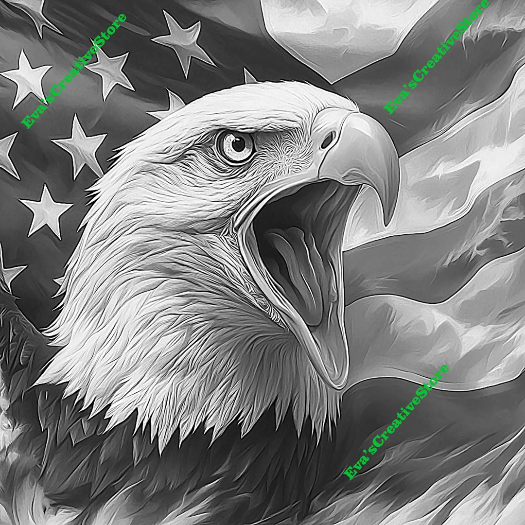Eagle Patriotic Flag Laser Ready Png JPEG Bmp Files Glowforge Engraver ...