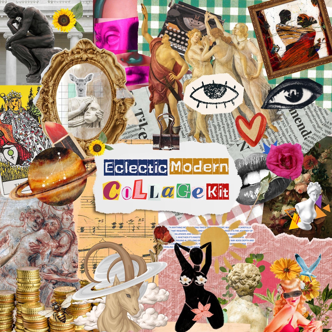 Eclectic Modern Collage Kit, Abstract Art Ephemera Pages, Surreal ...
