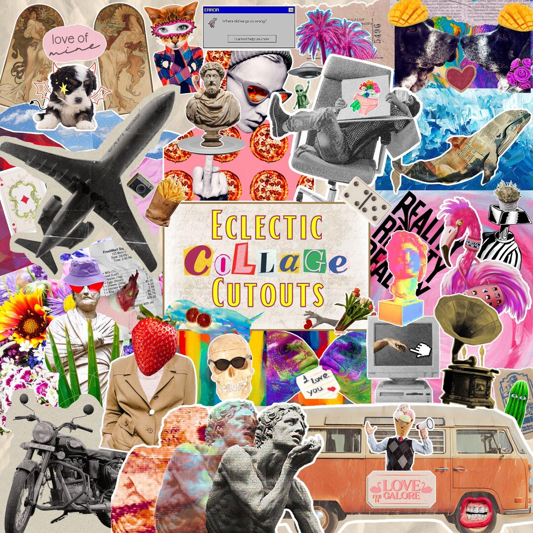Eclectic Collage Cutouts, Contemporary Art Print, Abstract Pack ...