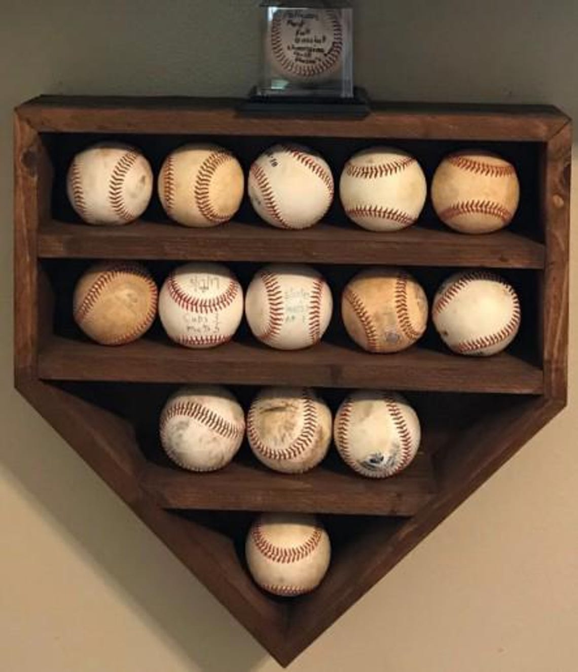 Home Plate Baseball Display Shelf – Customizable Solid Wood Rack ...