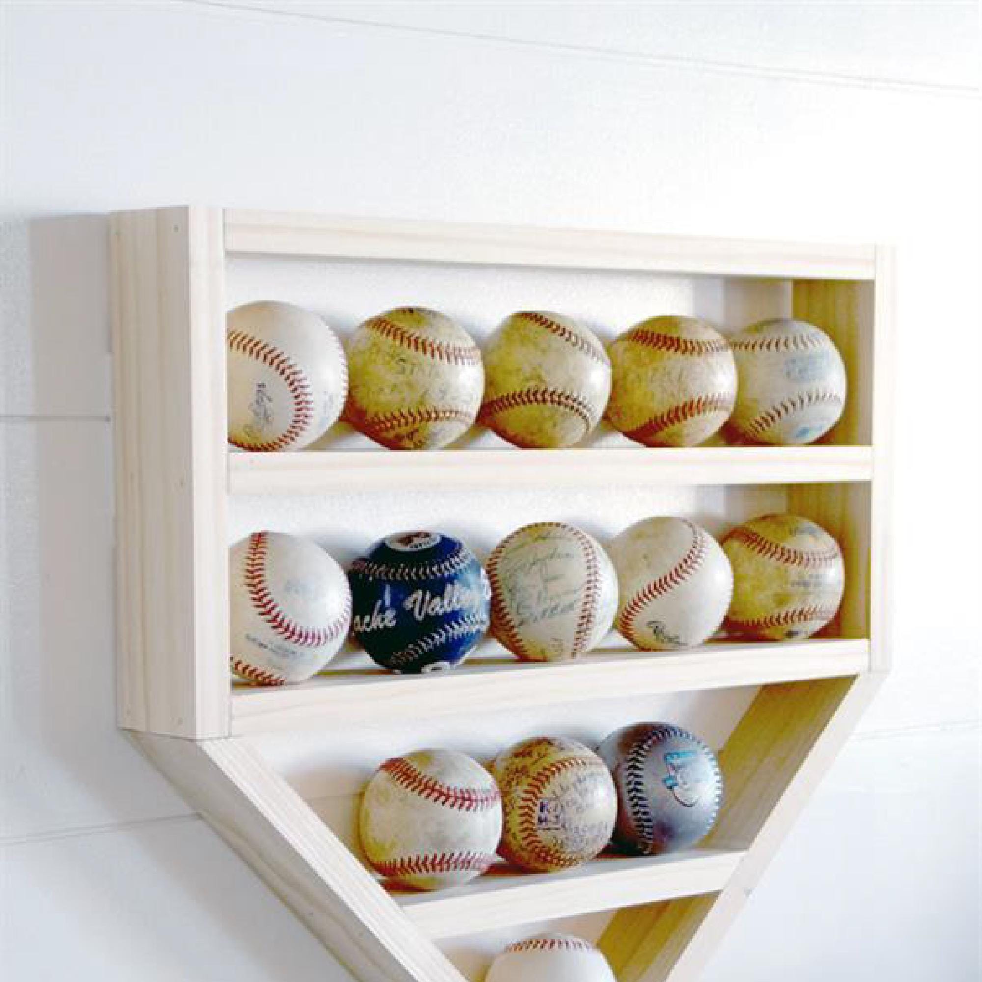 Home Plate Baseball Display Shelf – Customizable Solid Wood Rack ...
