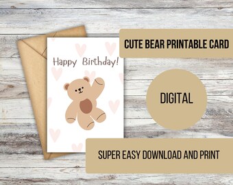Cute Bear Birthday Card - Etsy