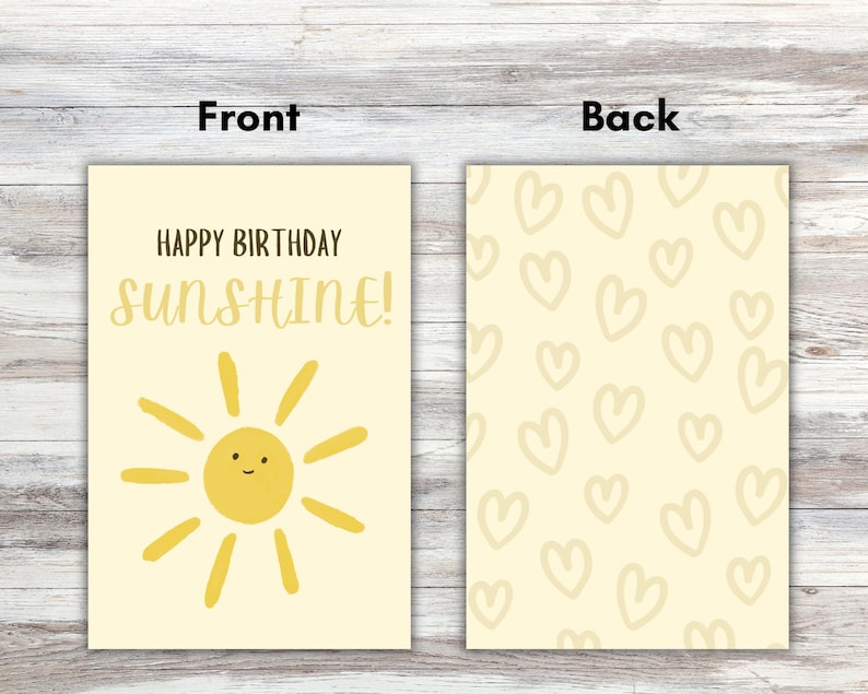 Cute Sunshine Printable Birthday Card - Etsy