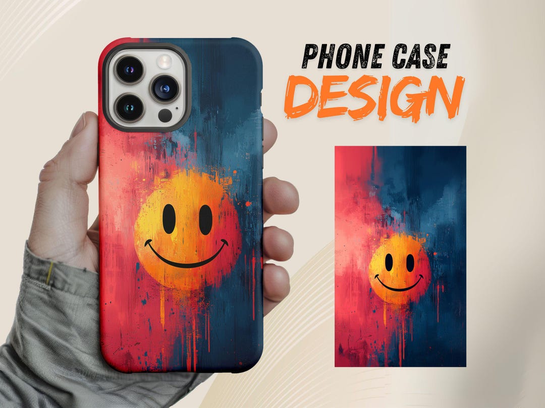 Smiley Street Art Phone Case Design - Abstract Red and Blue Design ...